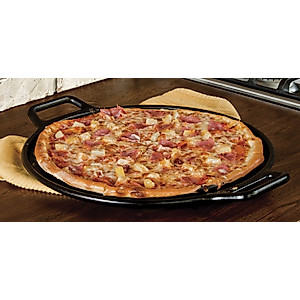 Lodge BOLD 14 Inch Seasoned Cast Iron Pizza Pan, Design-Forward Cookware & SCRAPERPK Durable Pan Scrapers, Red and Black, 2-Pack