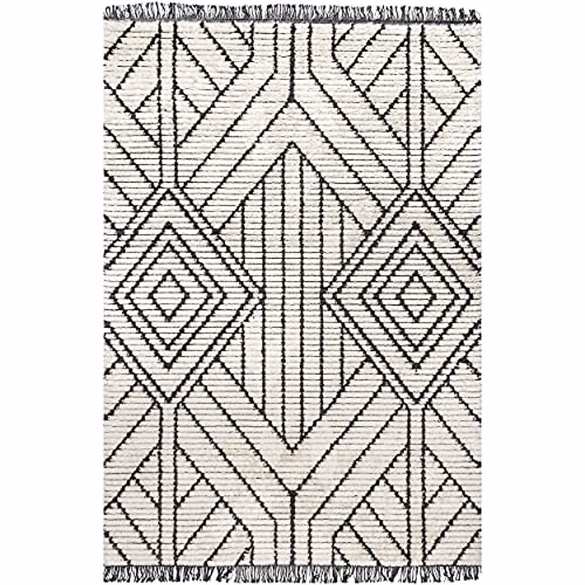 nuLOOM Tatiana Soft Shaggy Textured Modern Diamond Fringe Area Rug, 7' 10" x 10', Beige