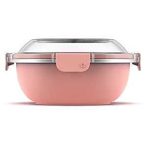 Ello Stainless Steel Lunch Bowl Food Storage Container with Leak-Proof Lid, 6.5 Cup, Peach