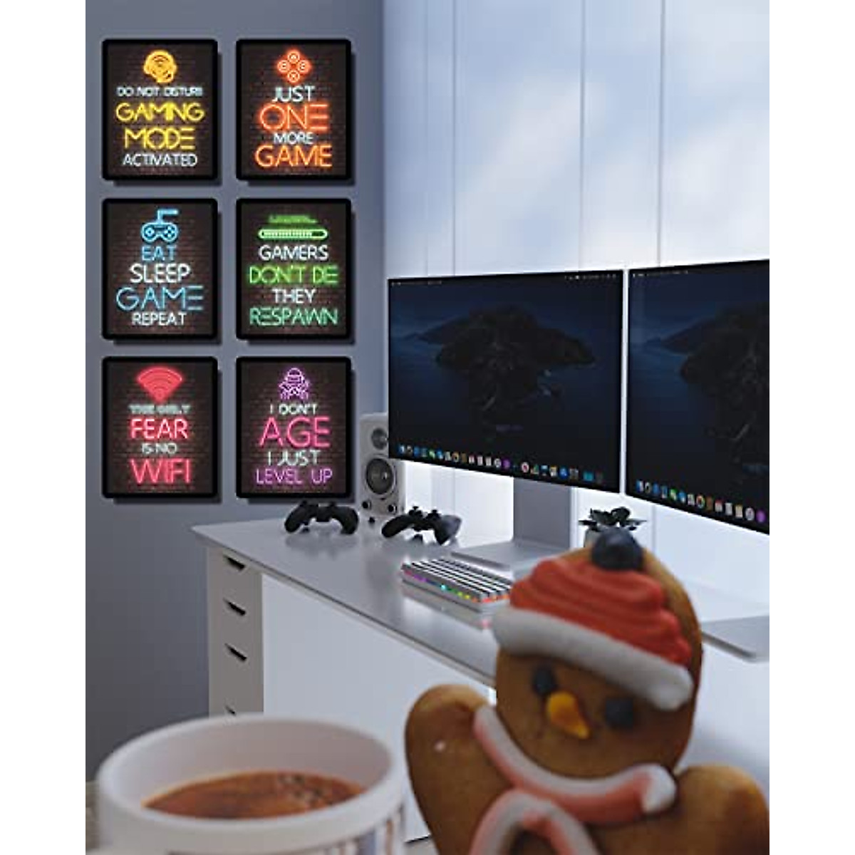 MINI ZOZI Gaming Wall Decor 8x10 6pcs Set For Boys Room Decor Gamer Bedroom Decorations Video Game Poster Neon Art Posters Cool Sign Gifts Boy & Girl Teens Teenager Kids Gameroom Videogame Setup Stuff Pictures Games Portrait Unframed Teen Boyfriend Gift