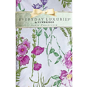 Newbridge Easter Wildflower Fields Floral Vinyl Flannel Backed Tablecloth, Spring Wild Flowers Easy Care Vinyl Tablecloth with Flannel Backing, 60 Inch x 120 Inch Oblong/Rectangle