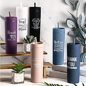 Rtteri 6 Pcs Veterinary Receptionist Week Gifts Nurse Appreciation Gifts Bulk Thank You Tumblers for Women Men 16oz Plastic Skinny Tumblers with Lids for Teacher Coworker Staff(Pastel Colors)