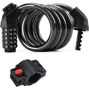 szhdxsy Bike Lock Cable, 4 Feet High Security 5 Digit Resettable Combination Coiling Bike Cable Lock, Anti Theft Bicycle Cable Locks with Mounting Bracket, 1/2 Inch Diameter