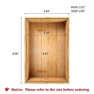 Bamboo Drawer Organizer Storage Box Kitchen - Wood Stackable Tray Set of 2 (9x6x2 inch)