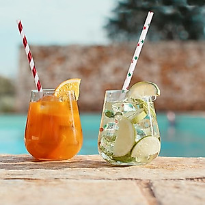 HAKSEN 125PCS Christmas Paper Straws, 10 Styles Red and Green Christmas Drinking Straws Stripes Christmas Straws for Drinks Party Wedding Favors DIY Crafts Supplies