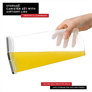 DWËLLZA KITCHEN Pasta Storage Containers for Pantry Airtight - 4 Pc Spaghetti Container Storage - Ideal for Spaghetti & Noodles, Kitchen Pantry Organization and Storage - Keeps Food Fresh & Dry