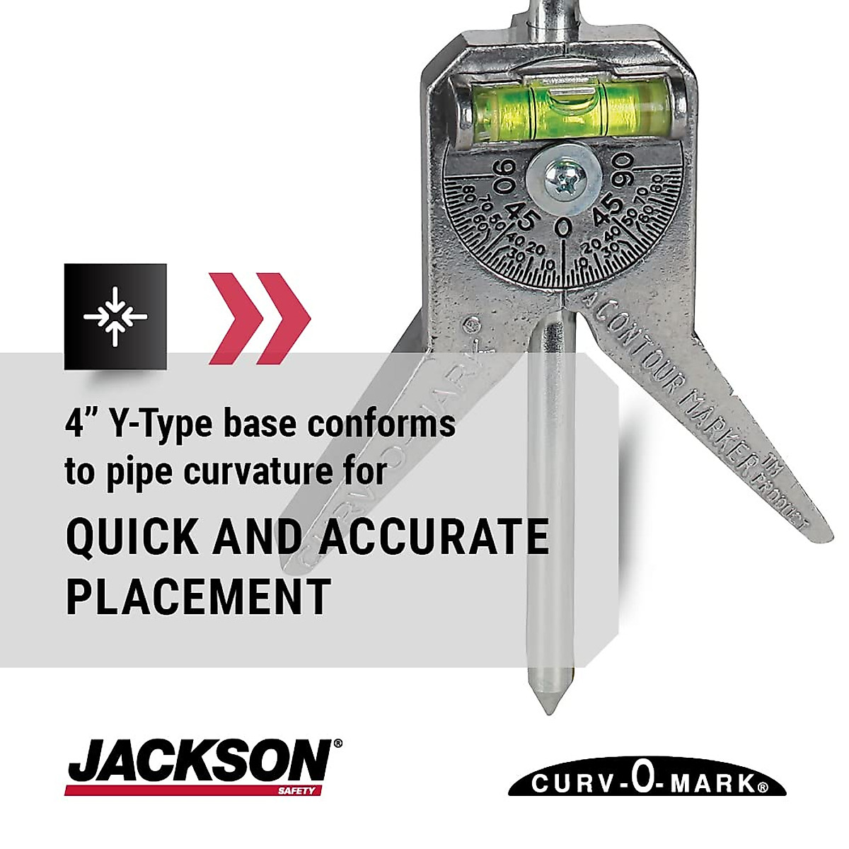 Jackson Safety Pipe Marker Centering Tool - Standard 4" Y-Type Head, Measure Pipes 0.5" and Above - Curv-O-Mark Standard 6