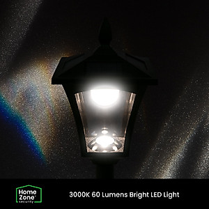 Home Zone Solar Lamp Post Light - 65" Tall Decorative Outdoor Solar Garden Lamp Post Lights (1 Set)