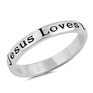 Jesus Loves You Christian Promise Faith Ring 925 Sterling Silver Band Size 5