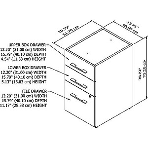 Bush Business Furniture Office 500 3 Drawer File Cabinet-Assembled, 16W, Modern Hickory