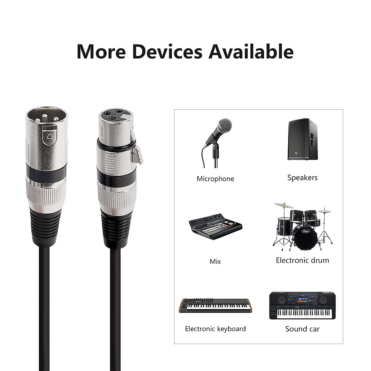 Giusuemp XLR Balanced Microphone Cables 3 Pin XLR Male to Female，10 feet，Silver Black for Powered Speakers, Audio Interface or Mixer Live Performance & Recording