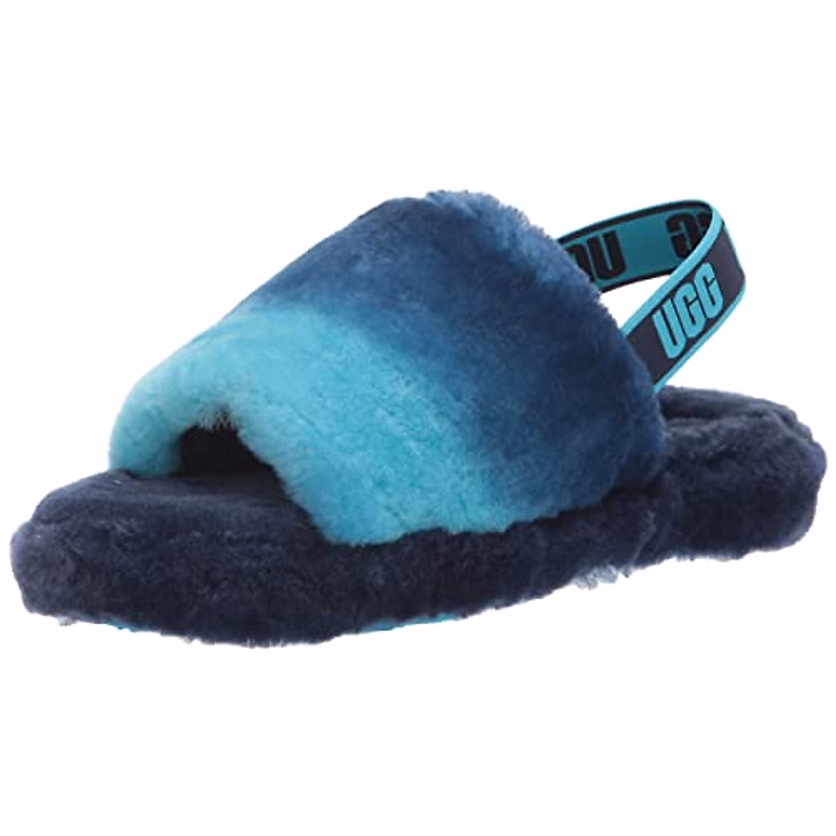UGG K Fluff Yeah Gradient Slipper, Blue Combo, 5 US Unisex Big Kid