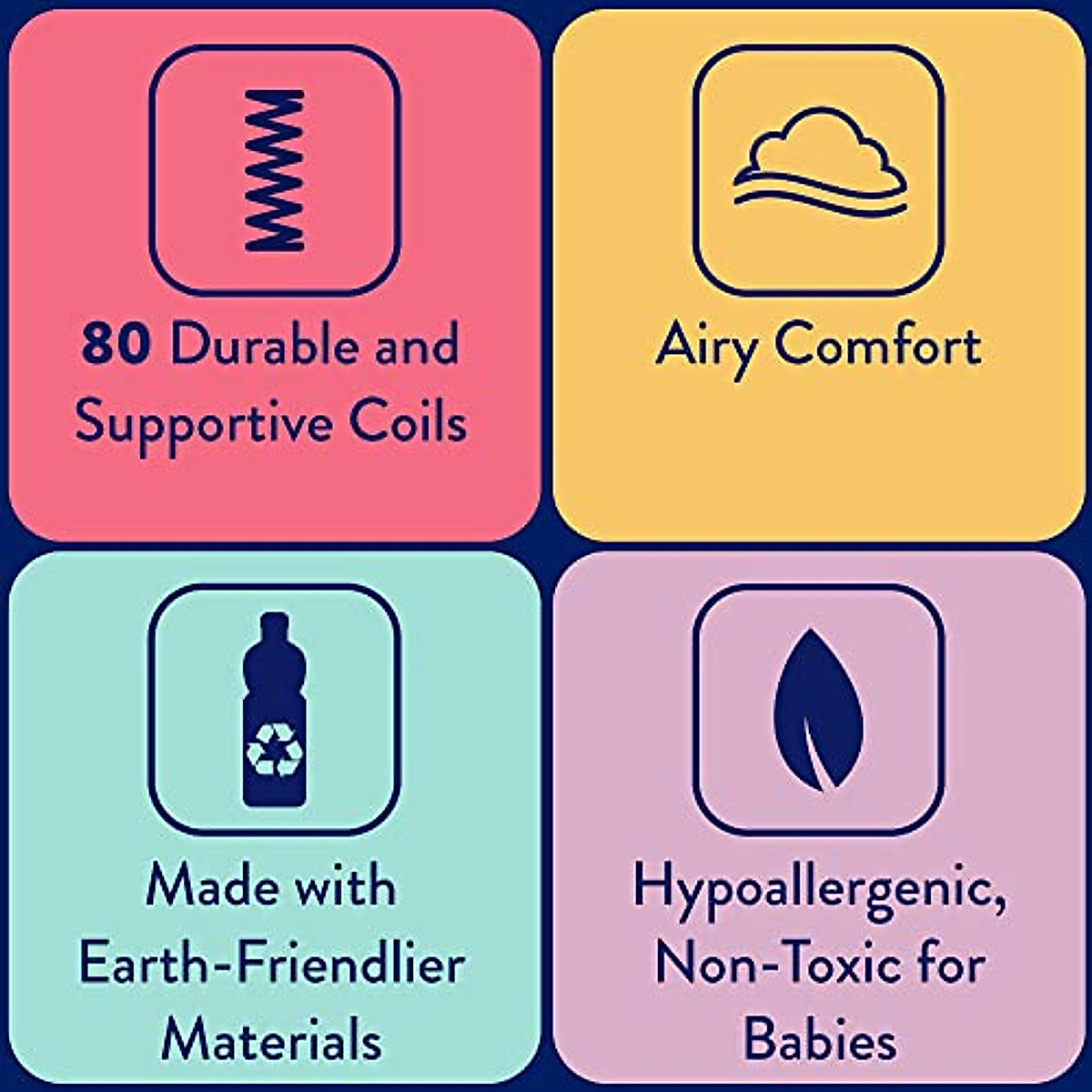 Kolcraft BabyPedic Bubbie Extra Firm Coil Waterproof Baby Crib Mattress and Toddler Mattress, Airy Comfort, Greenguard Air Quality Certified - Made in USA, 52"x28"