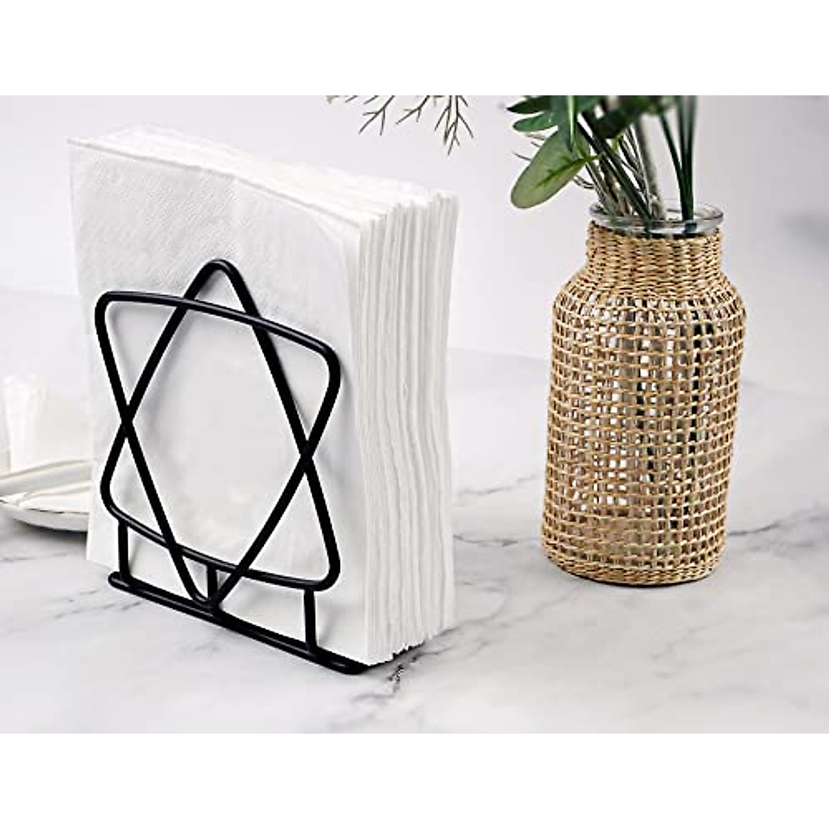 LEVIMETREE Napkin Holder, Christmas Napkin Holder for Kitchen Table, Holder Tissue Dispenser, Tabletop Paper Napkin Holder Stand for Home Kitchen Restaurant Christmas Party, Christmas Gift, Black