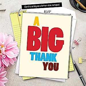 NobleWorks - Hilarious 8.5 x 11 Inch Notecard w/Envelope, Funny Cartoon Comic Strip, Stationery Jumbo Size Cards and Blanks - Big Thank You Card J9689