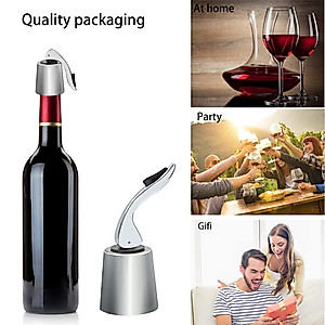 FKYTION Wine Stopper Pack of 3 Stainless Steel Wine Stopper and Has Strong Sealing Bottle Sealer, Keeps Wine Fresh Reusable Wine Saver
