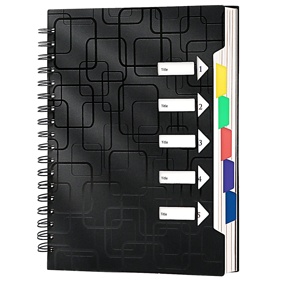 CAGIE Spiral Notebook for Work 240 Pages 5 Subject Notebooks College Ruled with Dividers Tabs A5 Small Spiral Bound Journal for School Office Supplies Note Taking, 5x7, Black