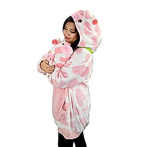 Plushible Wearable Blanket - Blanket Hoodie for Teens & Women - Oversized Hooded Animal Blankets - Cozy & Comfy Front Pocket & Long Sleeves - Strawberry Cow Hood - Valentines Day Gifts