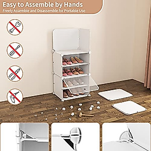 ROJASOP Shoe Rack Organizer, 10-Tier Shoe Organizer 20 Pairs Portable Shoe Rack Organizer Shoes Storage Cabinet Shoe Racks for Closet Entryway Bedroom (Clear, 1 by 10)