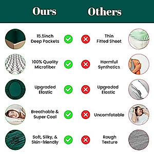 Bedlifes Twin Sheets Set- Cooling Sheets-Ultra Soft-Silky-Breathable-Deep Pocket- 1800 Series Bedding Set Microfiber- Green Bed Sheets Twin Size 3 Pieces