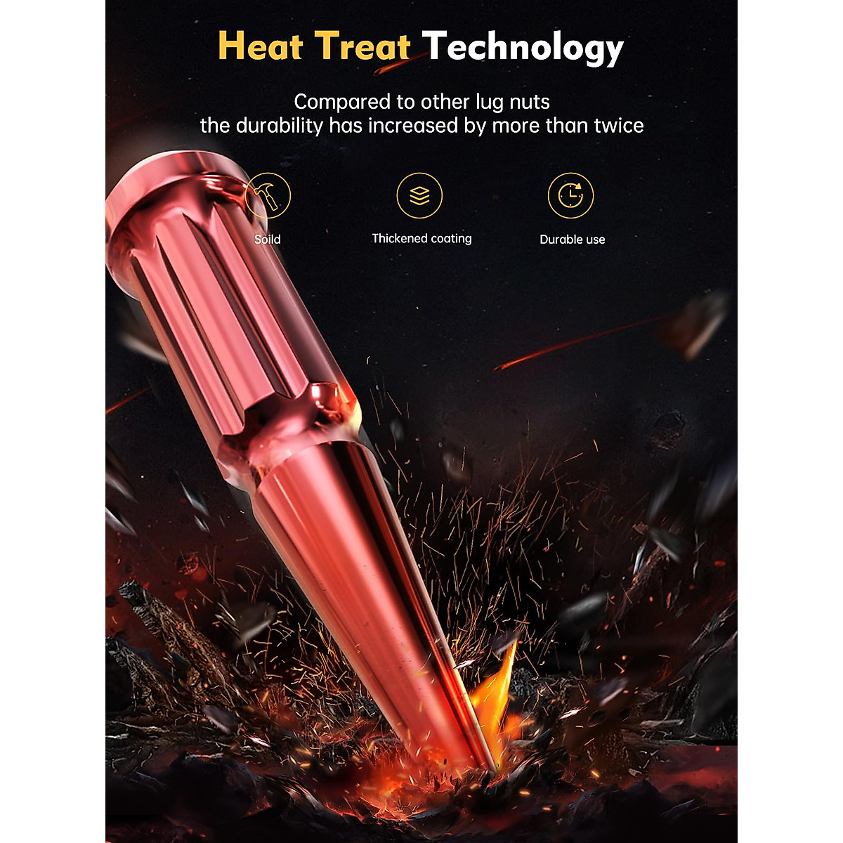 MIKKUPPA 1/2-20 Wheel Spike Lug Nuts, 20pcs Red Spike Lug Nuts 1/2x20 Solid 4.4" Tall Acorn Lug Nut with 1 Socket Key Replacement for Jeep Wrangler Cherokee Liberty