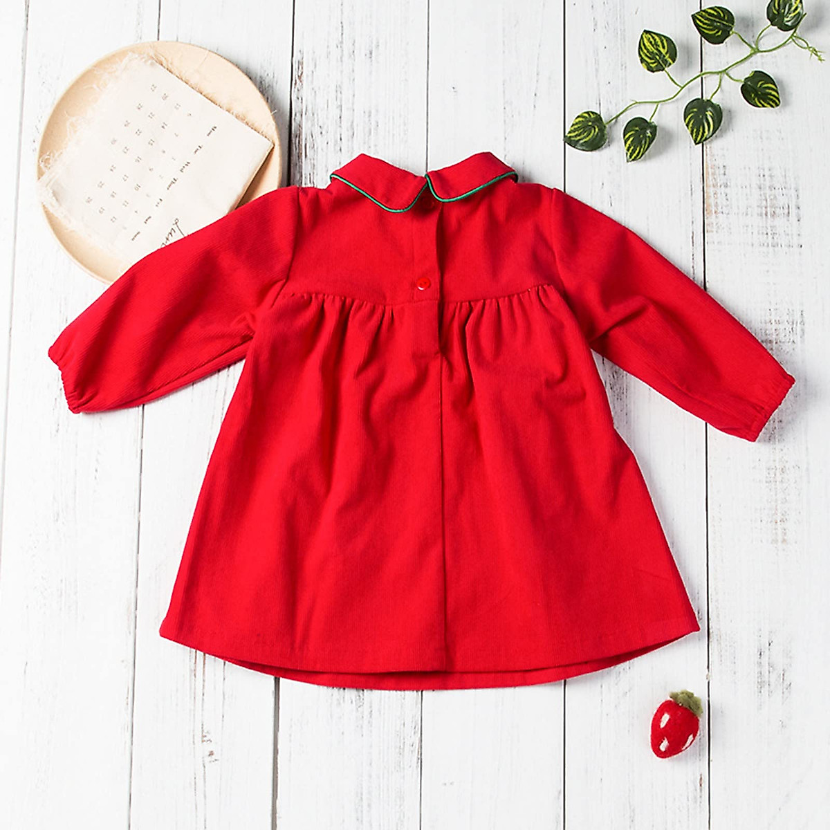 Toddler Baby Kids Cute Girls Christmas Soild Red Party Dress Little Girls Dress up Closet Trendy (Red, 6-12 Months)