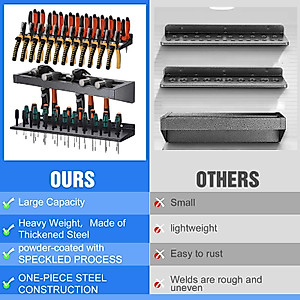 Memorywuu 3 Pcs 16in Tool Holder Organizer for Screwdrivers, Hammer, Pliers, Wall Mounted Metal Storage Rack Organizer for Workshop, Workbench, Fit Most of Screwdrivers, Hammer, Pliers or Small Tools