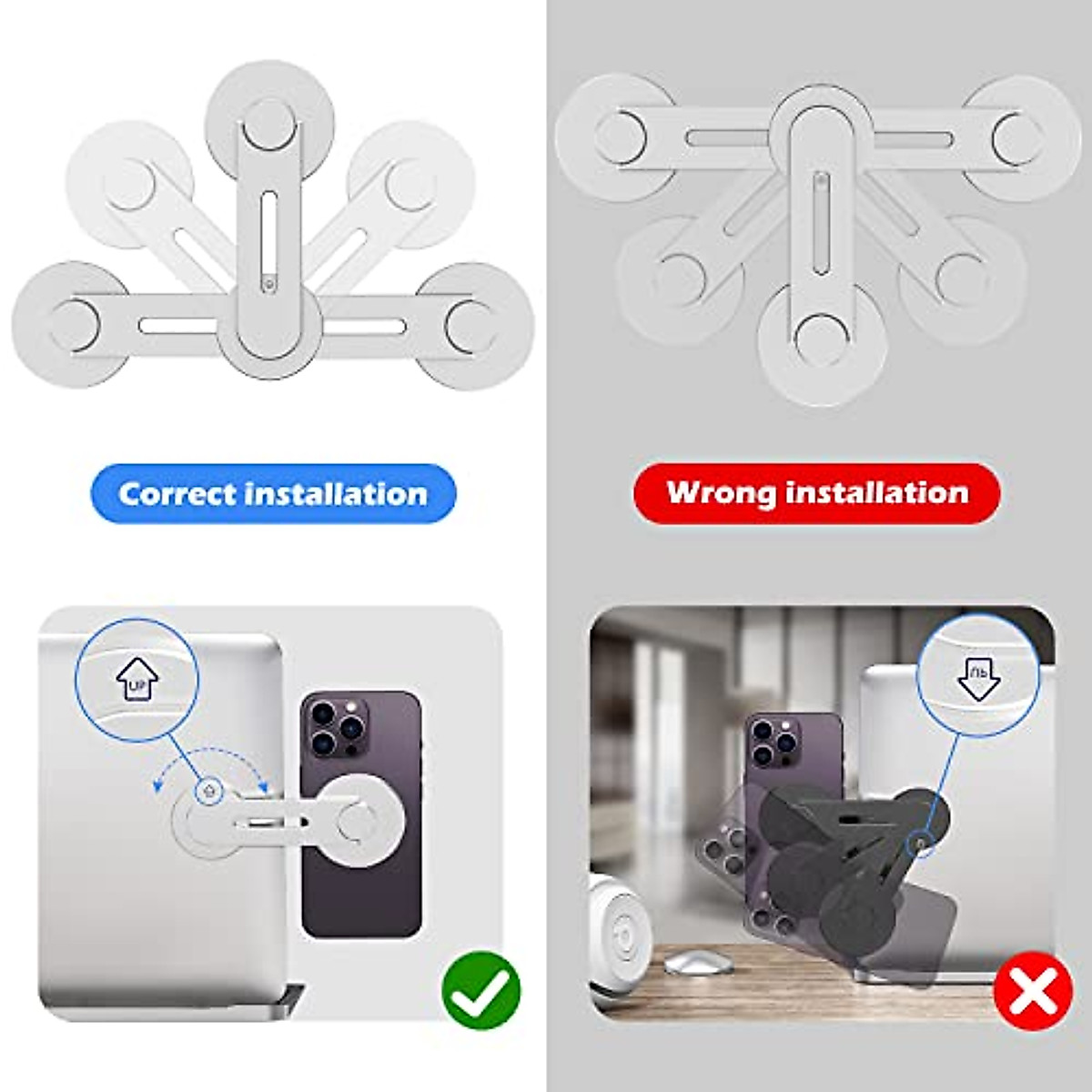 imluckies [Upgrated] Magnetic Laptop Phone Holder, 180° Adjustable Continuity Camera Mount Clip Compatible with Magsafe for iPhone 14 13 12 Series, for iOS 16 & MacBook macOS 13 Ventura, Silver