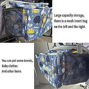 Adjustable baby stroller organizer bag with cup holders,Transparent visible phone Pocket and in front zipper pocket, Caddy Stroller bag, Stroller pouch Fits for Stroller,Baby Jogger,Pet Stroller (Owl)