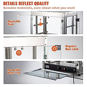 Commercial Food Warmer Countertop Pizza Cabinet with 2 Tiers and Water Tray