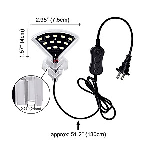 WEAVERBIRD Aquarium Light M3 Fan Shape Fish Tank LED Light 5W 12 LED Planted Clip Lamp for 4-10Inch 6mm Thick Fish Tanks