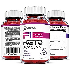 Justified Laboratories F1 Keto ACV Gummies 1000MG with Pomegranate Juice Beet Root B12 60 Ketos Gummys