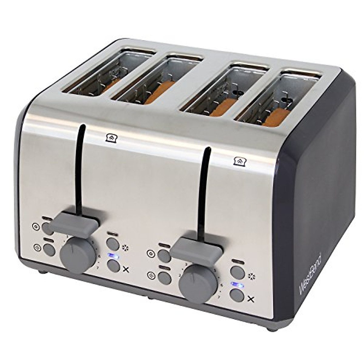 West Bend 4 Slice Toaster with Extra Wide Slots, Bagel Settings, Ultimate Toast Lift and Removable Crumb Tray, Silver