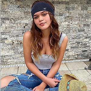 CAKURE Crystal Wide Headbands Rhinestone Head Bands Black Turban Headband Elastic African Head Wraps Sport Hair Bands for Women and Girls Pack of 3