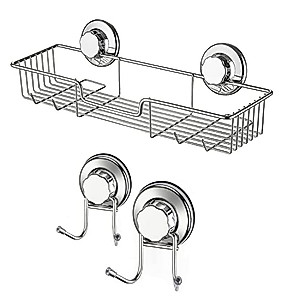 iPEGTOP Suction Cup shower caddy and Double Hooks