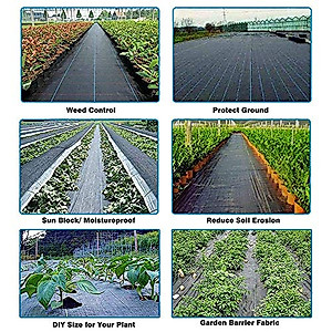 Goasis Lawn Weed Barrier Control Fabric Ground Cover Membrane Garden Landscape Driveway Weed Block Nonwoven Heavy Duty 125gsm Black,3FT x 300FT
