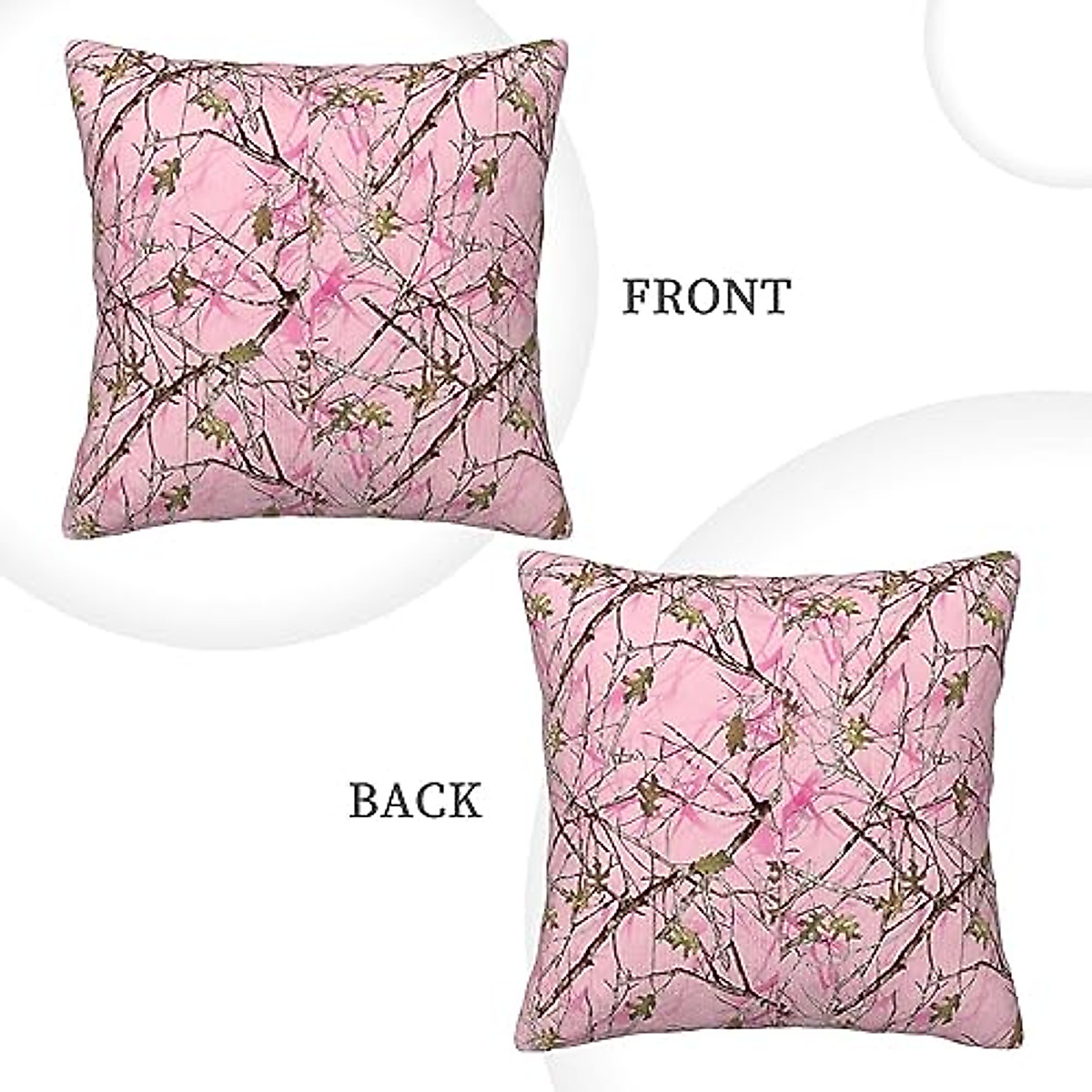 Pink Leaves Camo Throw Pillow Covers Corduroy Pillowcases Soft Square Cushion Case Decorative Cushion Covers for Bedroom Sofa Farmhouse 18"x18"