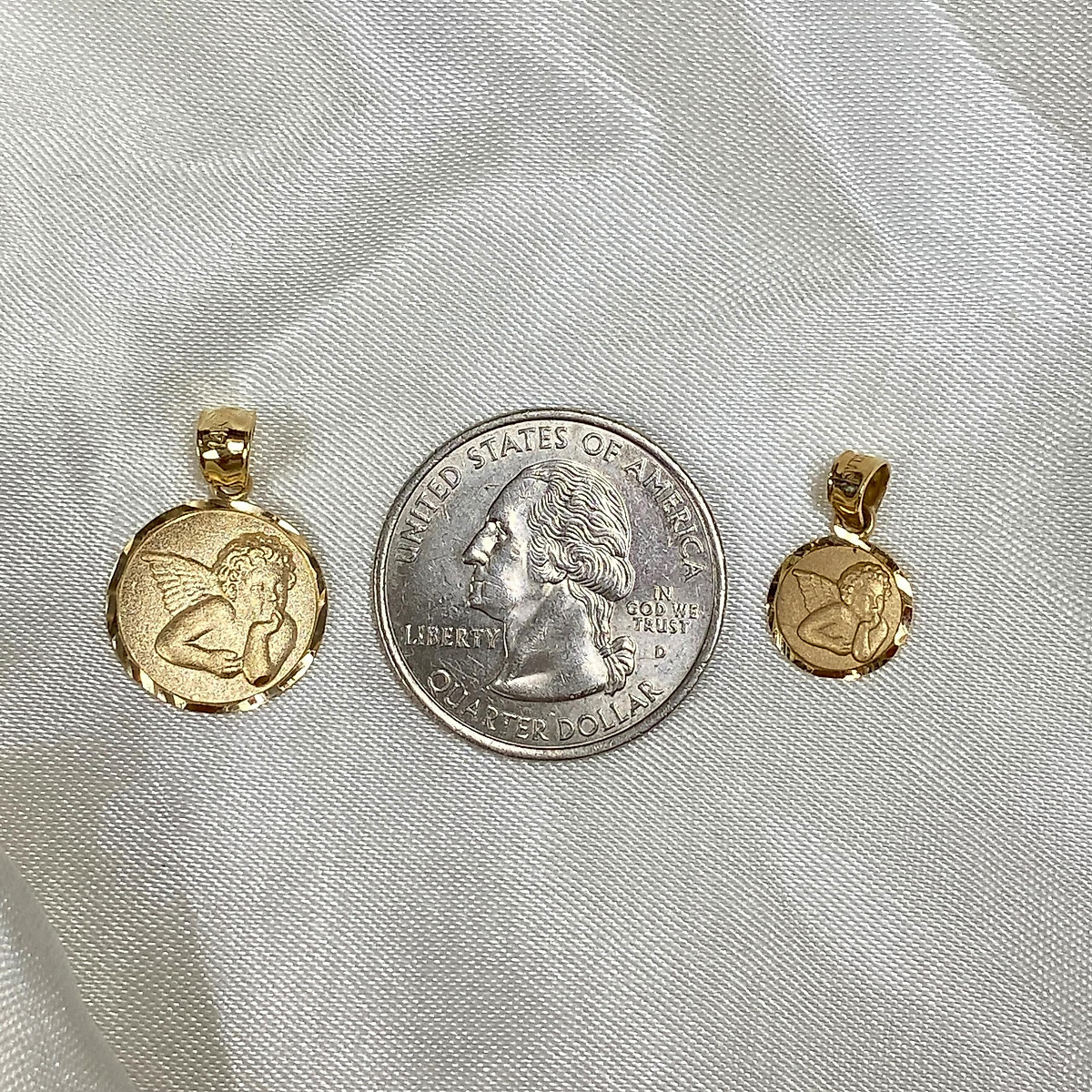 Ioka - 14K Gold Guardian Angel Pendant Religious Little Cherub Charm for Necklace or Chain (Small)