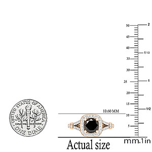 Dazzlingrock Collection 1.75 Carat (ctw) Round Black & White Diamond Halo Split Shank Engagement Ring for Women, 18K Rose Gold, Size 8.5