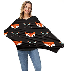 Baby Car Seat Stroller Covers Feather Arrows and Fox Nursing Cover Breastfeeding Scarf Soft Breathable Stretchy Infant Car Canopy Coverage Carseat Cover for Boys and Girls Multi Use