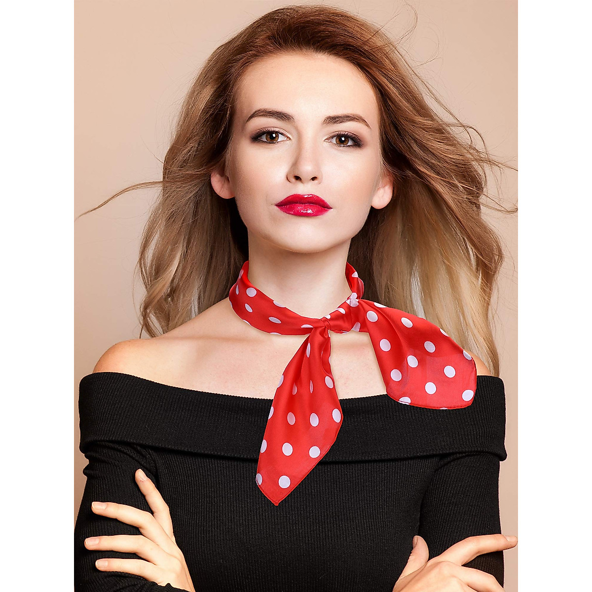 SATINIOR 1950s Chiffon Scarf Chiffon Scarf Square Handkerchief Neck Scarf Satin Ribbon Scarf Hair Tie for Women