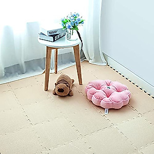 qqpp EVA Rubber 18 Tiles Interlocking Puzzle Foam Floor Mats - Baby Play Mat for Playing | Exercise Mat for Home Workout. Beige. QC-Jb18N