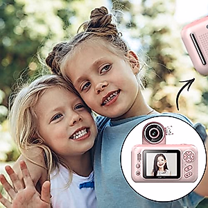 Christmas Children's Digital Camera 3-10 Years Old Christmas Birthday Gift 2.4 Inch 1080P Toddler Camera Portable Handheld Reversible Children's Digital 32GB Memory Camer, Gift for