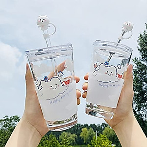 Vodolo 4Pcs Cloud Straw Covers - Straw Tip Cap Reusable Drinking Straw Toppers, Silicone Straw Plugs Reusable Cloud Shape Straw Protector