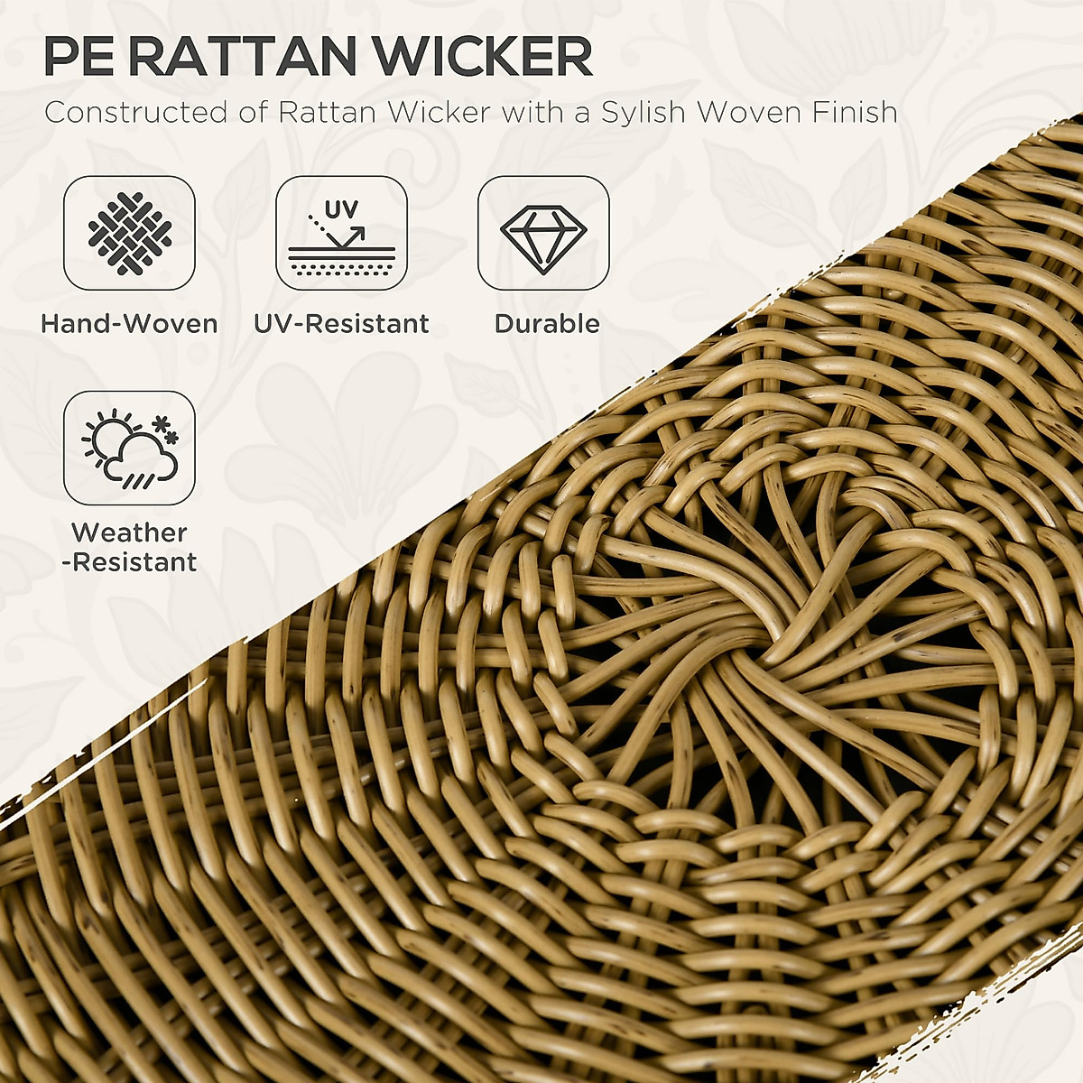 Outsunny 5 Piece PE Rattan Outdoor Furniture Set with Cushioned Chairs & Loveseat Sofa, Patio Sectional Furniture Set, Conversation Sofa Set with Stackable Coffee Tables, Black