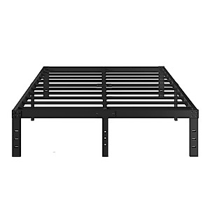 Bednowitz King Size Bed Frame, 12 Inch High Platform Bed No Box Spring Needed, Heavy Duty Metal Frame, Noise-Free Mattress Foundation, Easy Assembly, Black