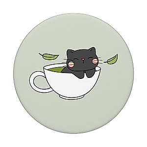 Matcha Green Cute Cat Kawaii Aesthetic PopSockets Swappable PopGrip