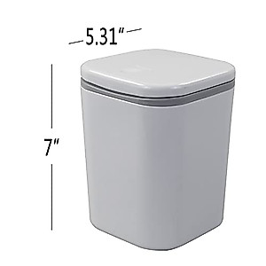 Vababa Grey 2 L/0.5 Gallon Tiny Trash Can, Push-Button Mini Garbage Can