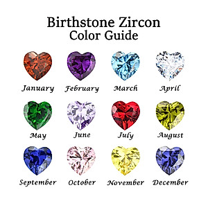 FJ Heart Infinity Birthstone Necklace, Sterling Silver Heart Pendant Created Gemstone Dainty Jewelry, Sterling Silver, Cubic Zirconia