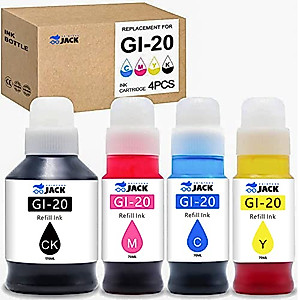Printers Jack Compatible Canon GI-20 GI20 Refill Ink Bottles Kit for Canon PIXMA G5020 G6020 G7020 MegaTank Printers